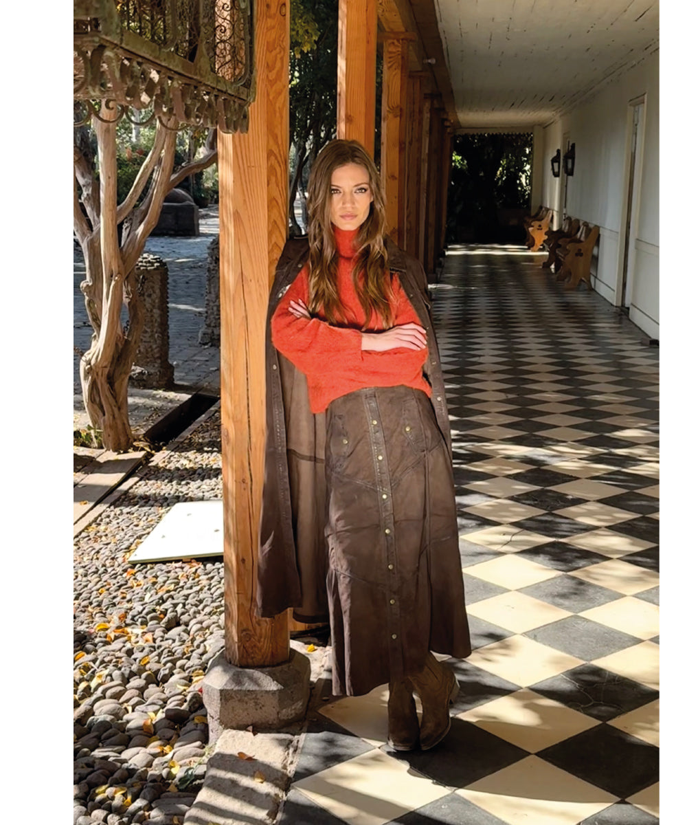 POLLERA GAMUZA CHER CHOCOLATE – Almabar Tienda